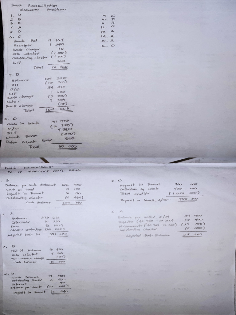 Bank Recon Practice Set | PDF