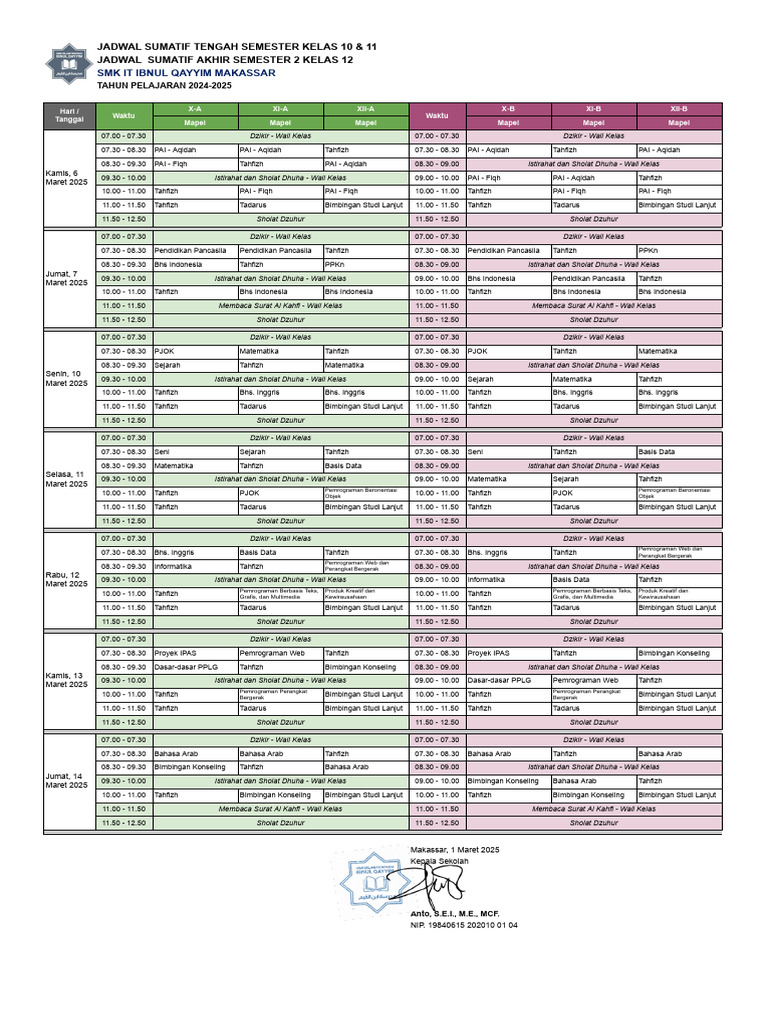 Jadwal STS SAS Sem 2 2024-2025 | PDF