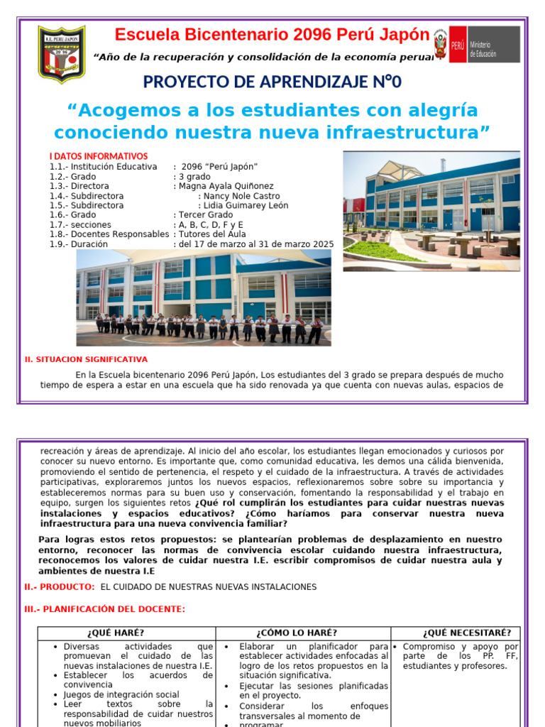 Pryecto de Aprendizaje 0 | PDF | Evaluación | Aprendizaje