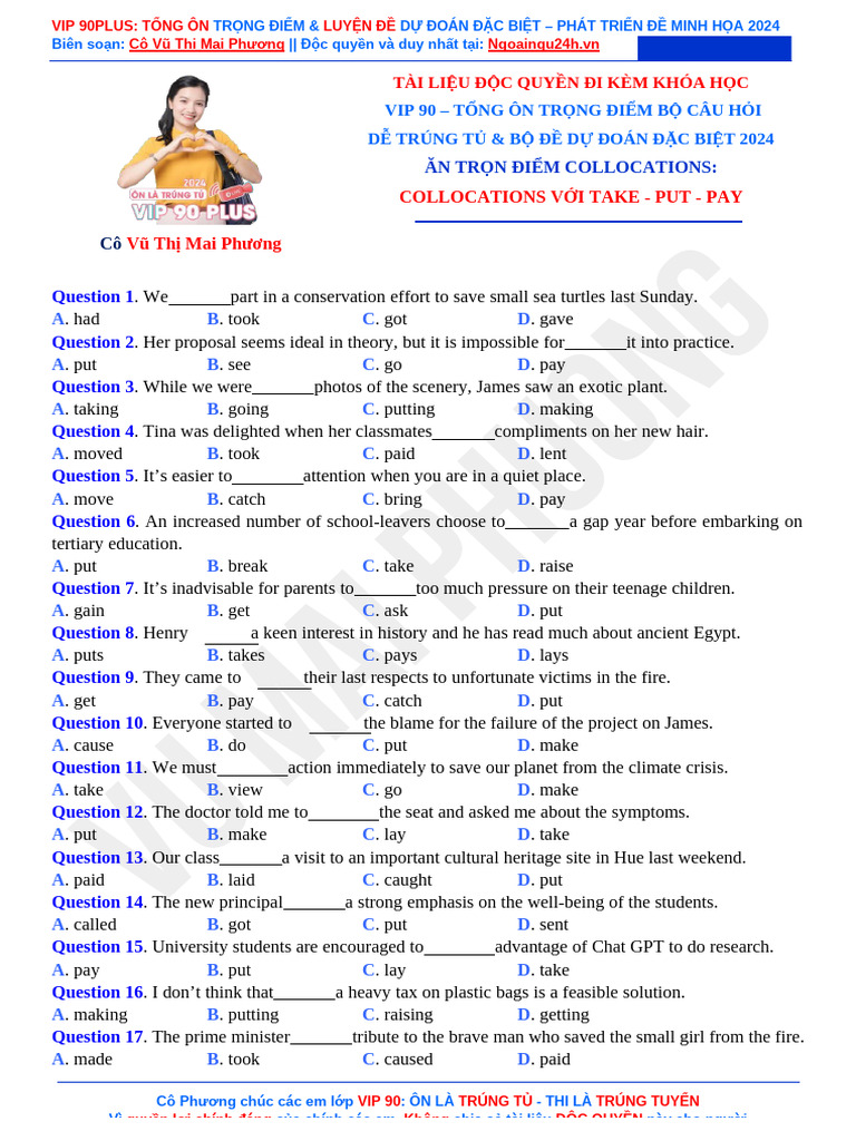 Collocations Collocationsvoitake Put Pay | PDF