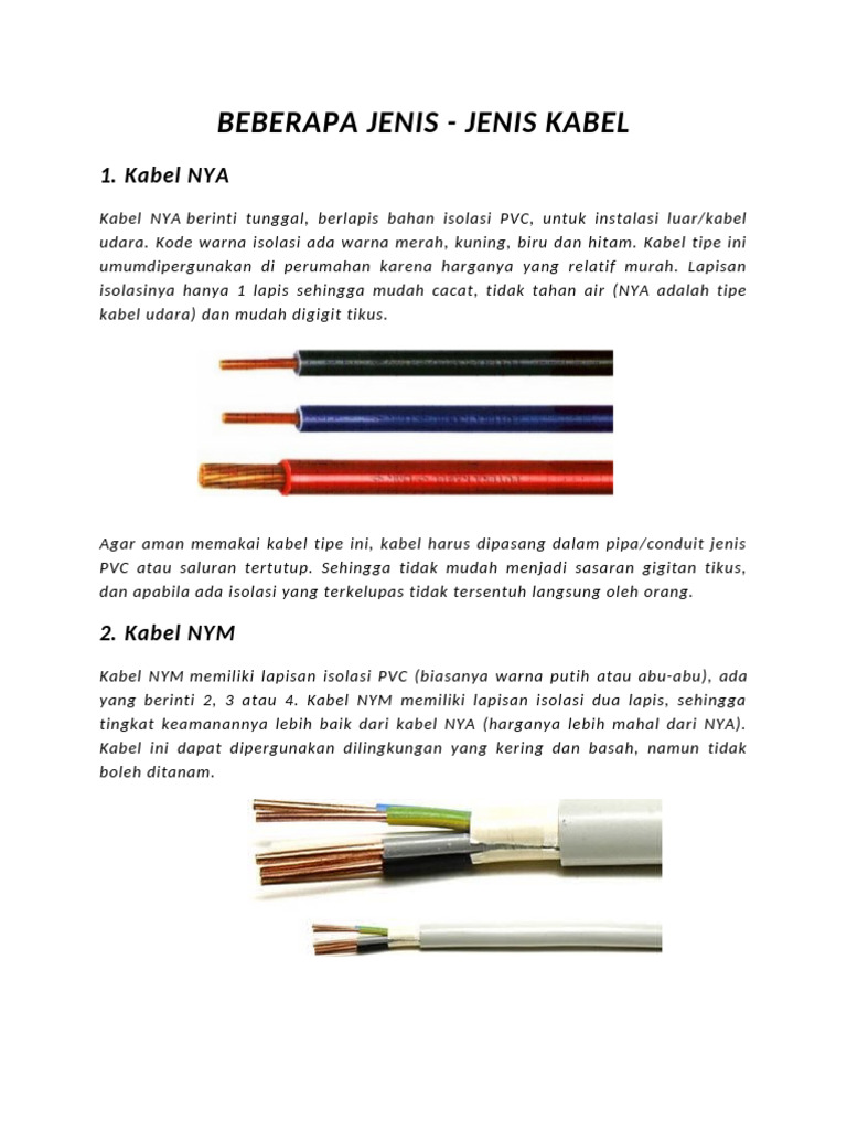 Jenis-jenis Kabel Listrik dan Fungsinya | PDF