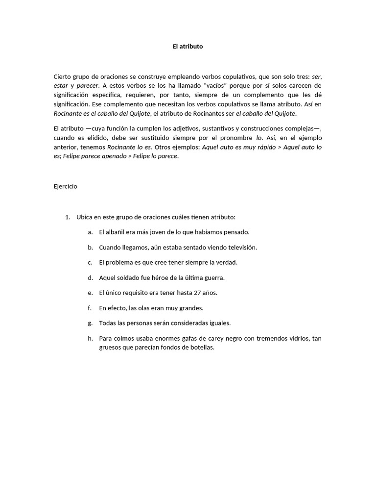 Atributo en Verbos Copulativos | PDF