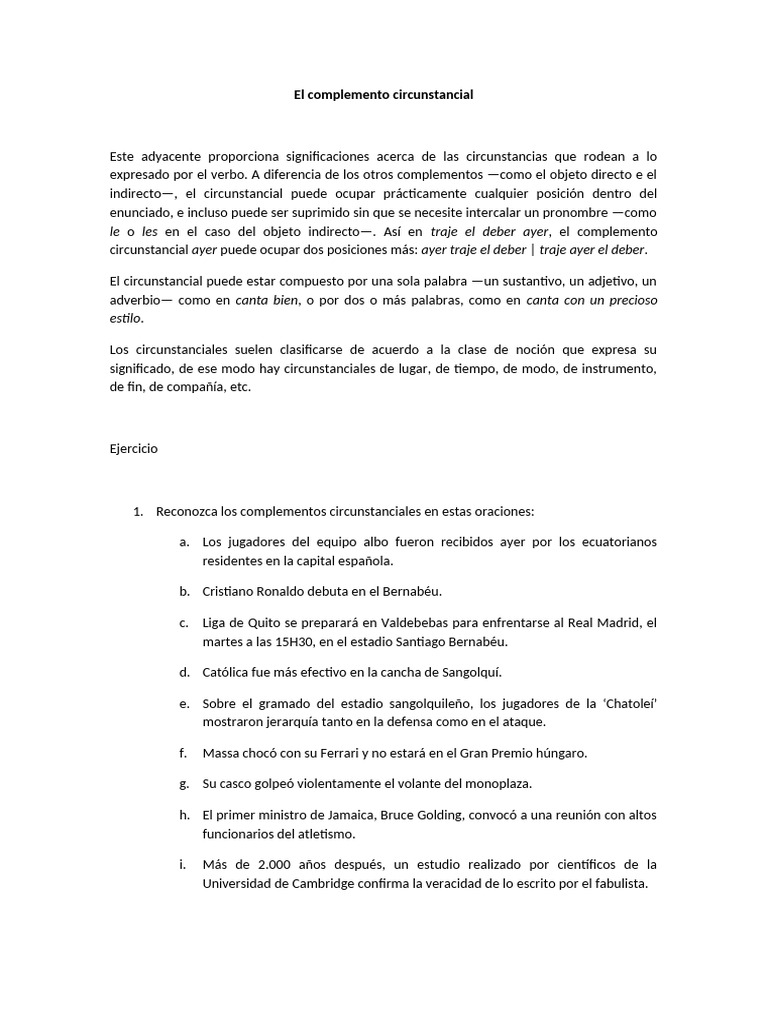 El Complemento Circunstancial | PDF