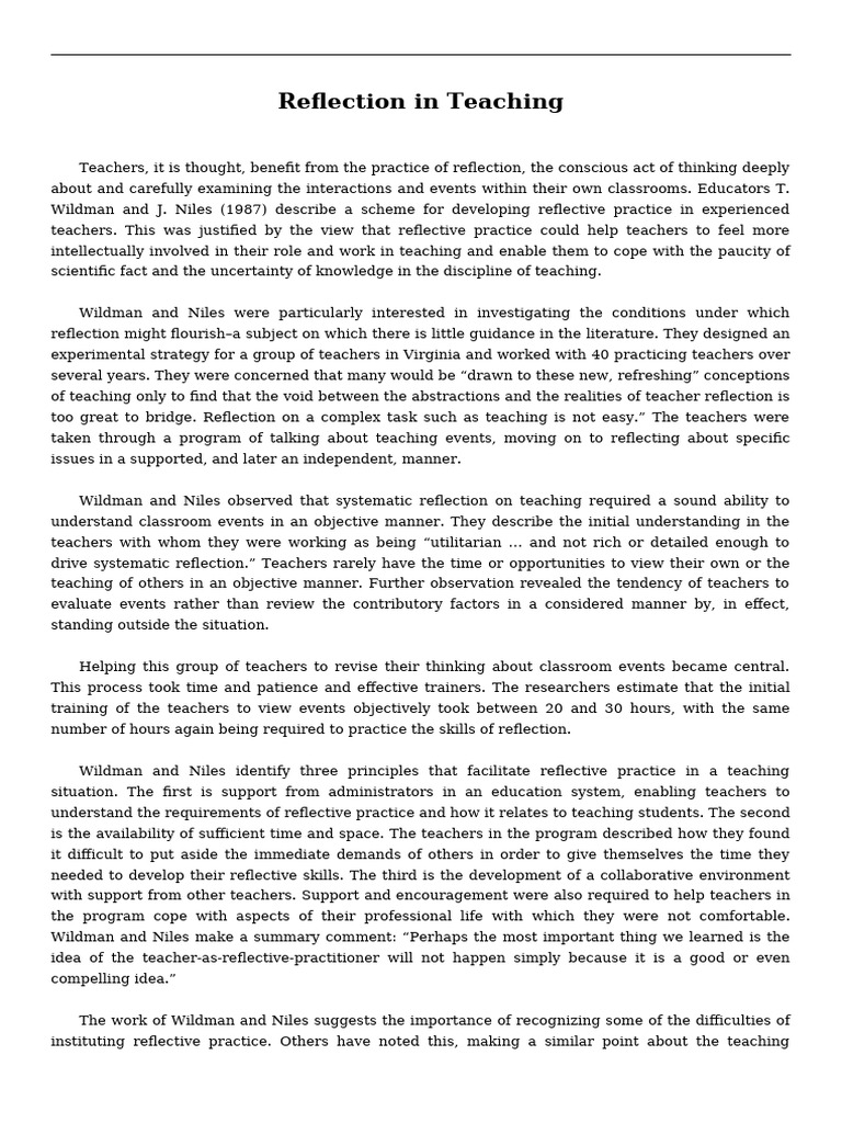 14 Reflection in Teaching | PDF | Reflective Practice | Teachers