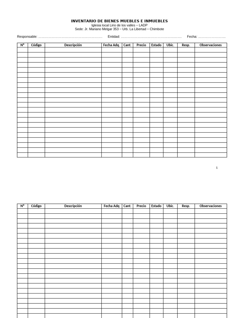 Formato de Inventario | PDF