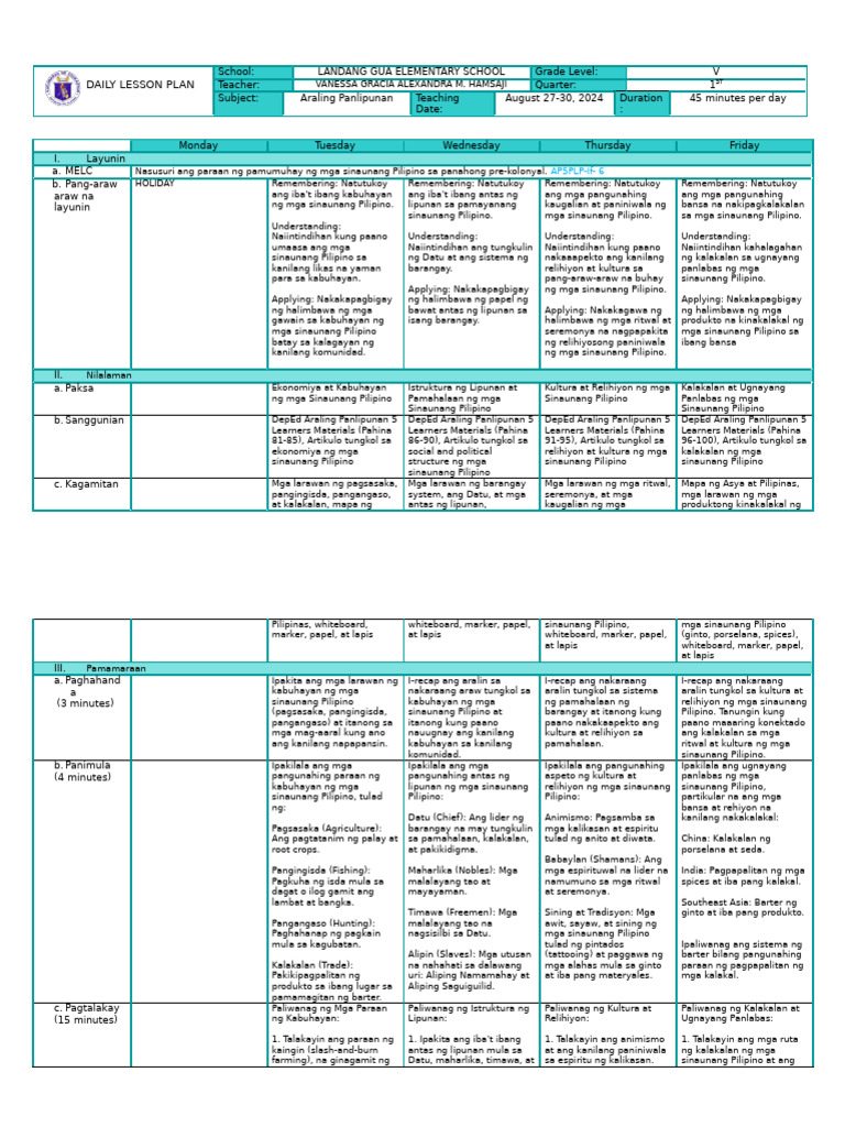 DLL Ap5 Q1 Week4. | PDF