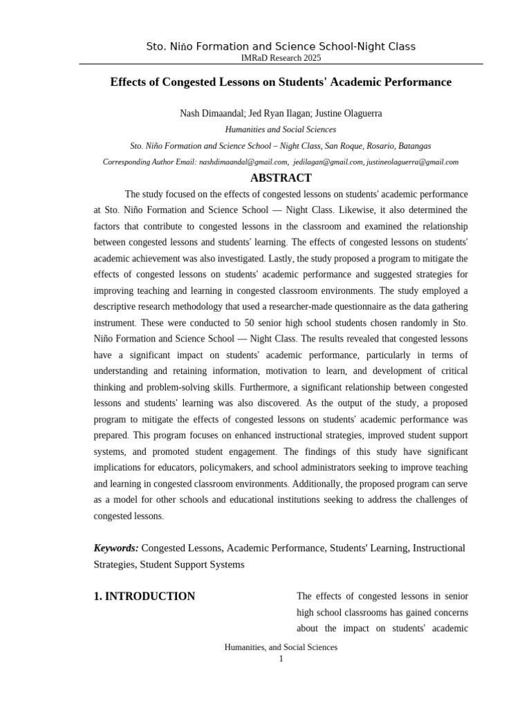 Congested Lessons Research Template | PDF | Teachers | Learning