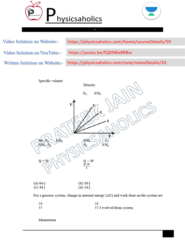 DPP-2 Thermodynamics - Internal Energy 1st Law of Thermodynamics 1740678916188 | PDF | Gases ...