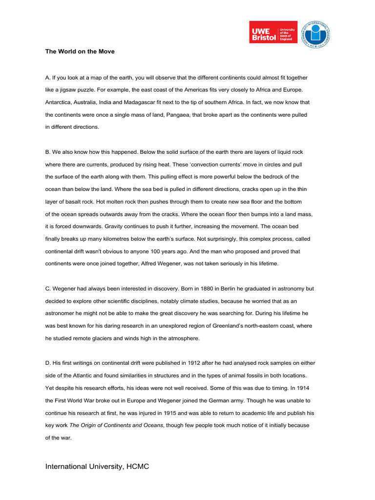 Wegener's Continental Drift Theory Explained | PDF | Earth | Continent