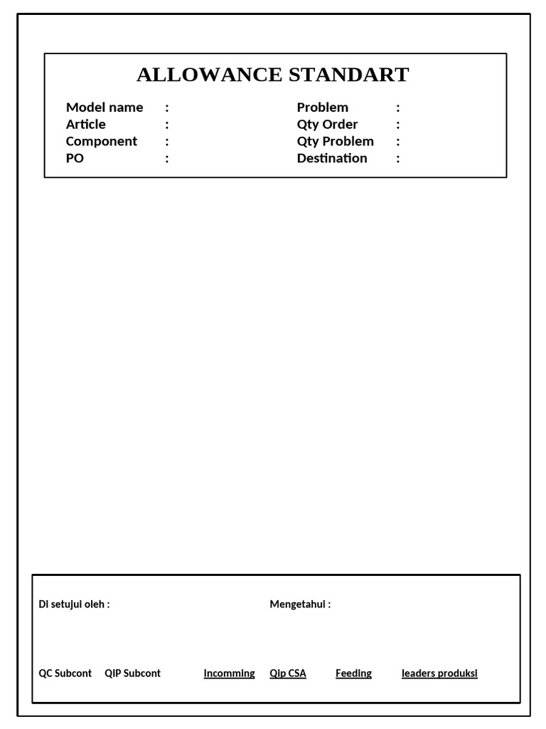 Allowance Standart Format New | PDF