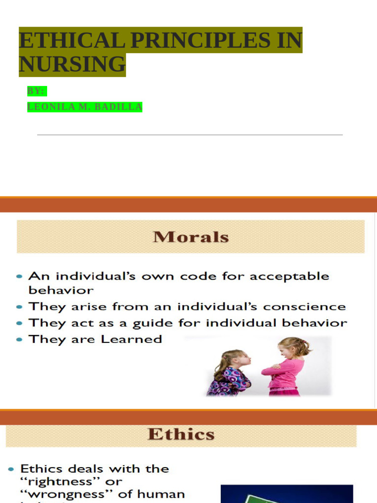 Ethical Principles in Nursing | PDF