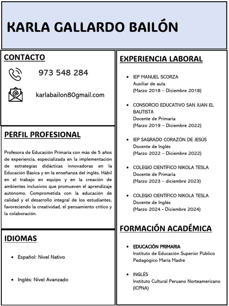 CV ACTUALIZADO - KARLA GALLARDO | PDF