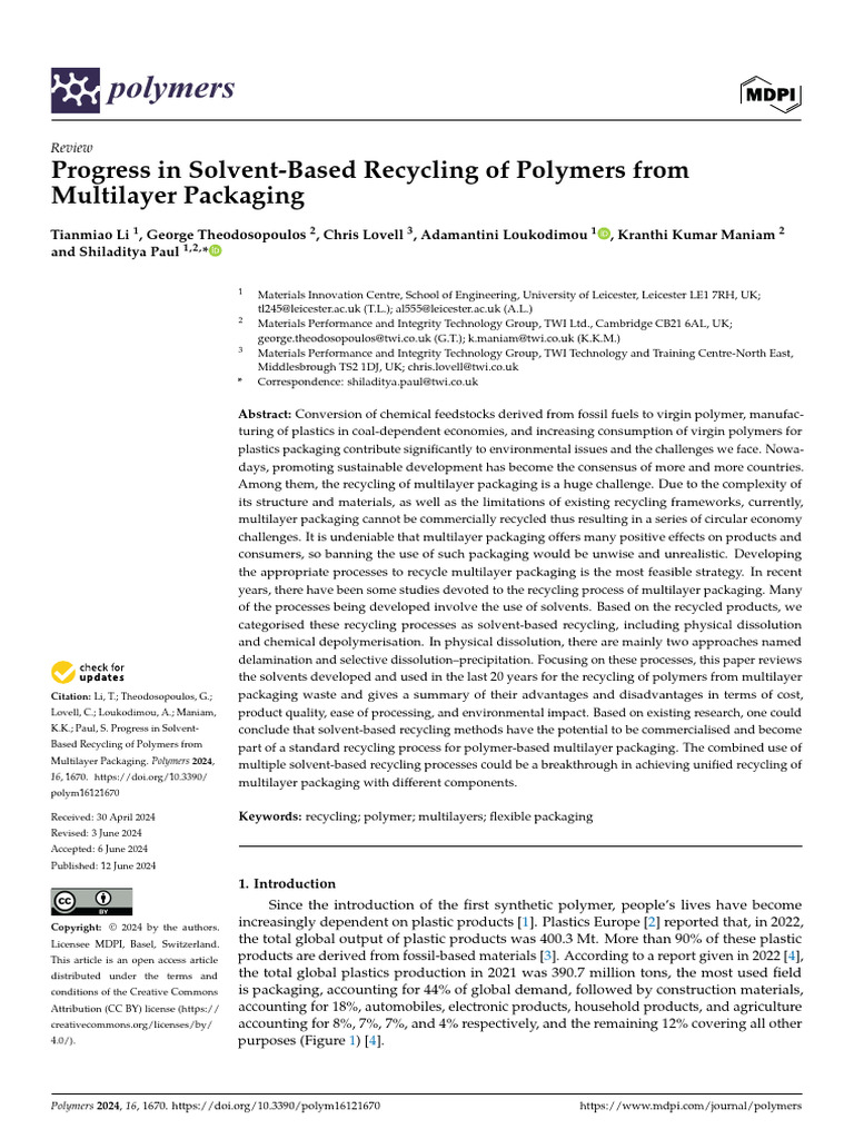 Polymers 16 01670 v2 | PDF | Recycling | Polyethylene