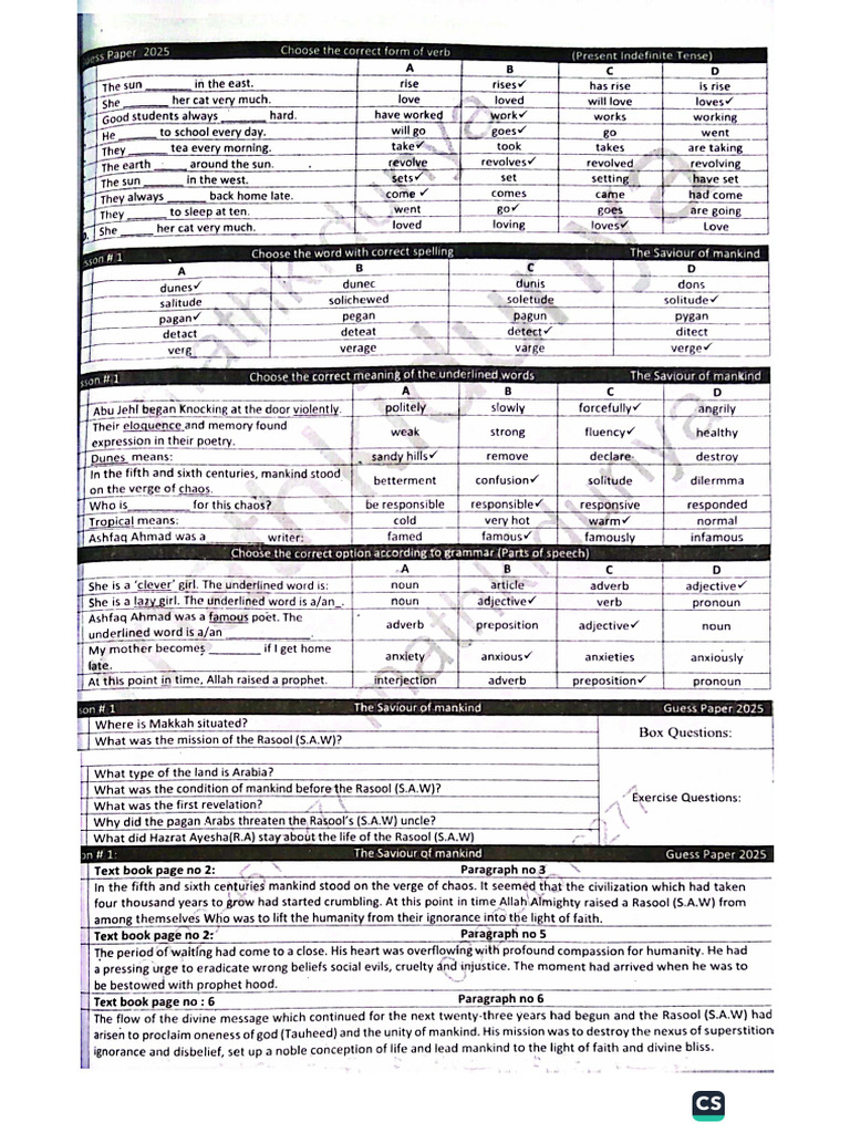 C-9 (English) Guess.2025.Sir Ihsan Haider | PDF