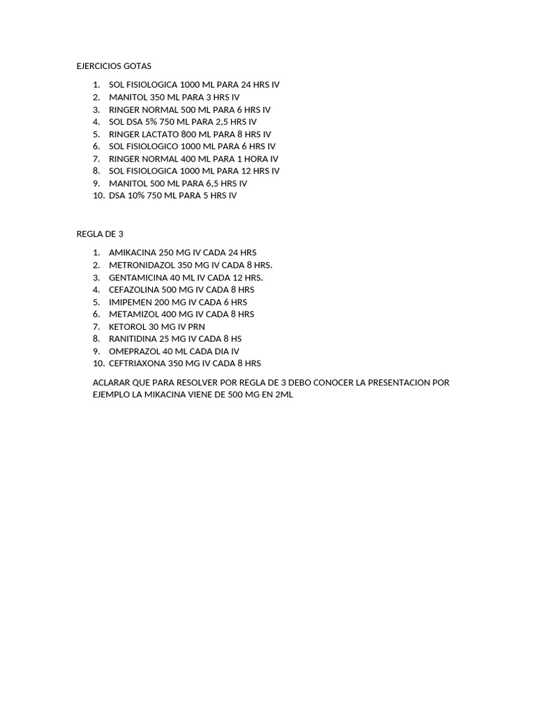 Ejercicios Gotas | PDF