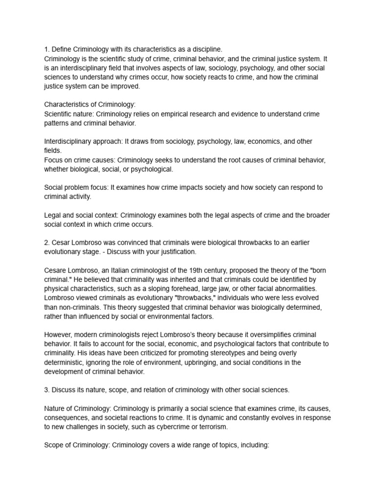 Understanding Criminology: Key Concepts | PDF | Criminology | Punishments