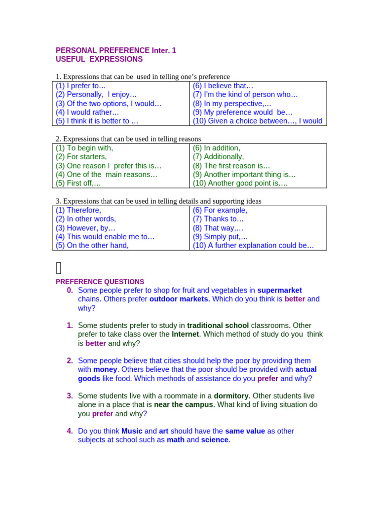 Personal Preference 1 | PDF | Cost Of Living | Poverty