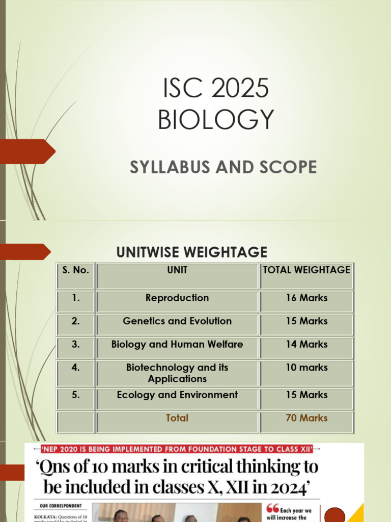 ISC 2025 Biology Syllabus Overview | PDF | Dominance (Genetics ...