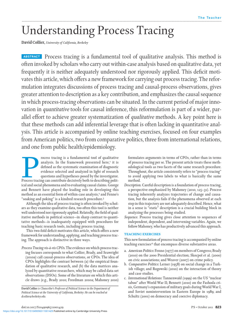 Understanding Process Tracing | PDF | Hypothesis | The Adventure Of Silver Blaze