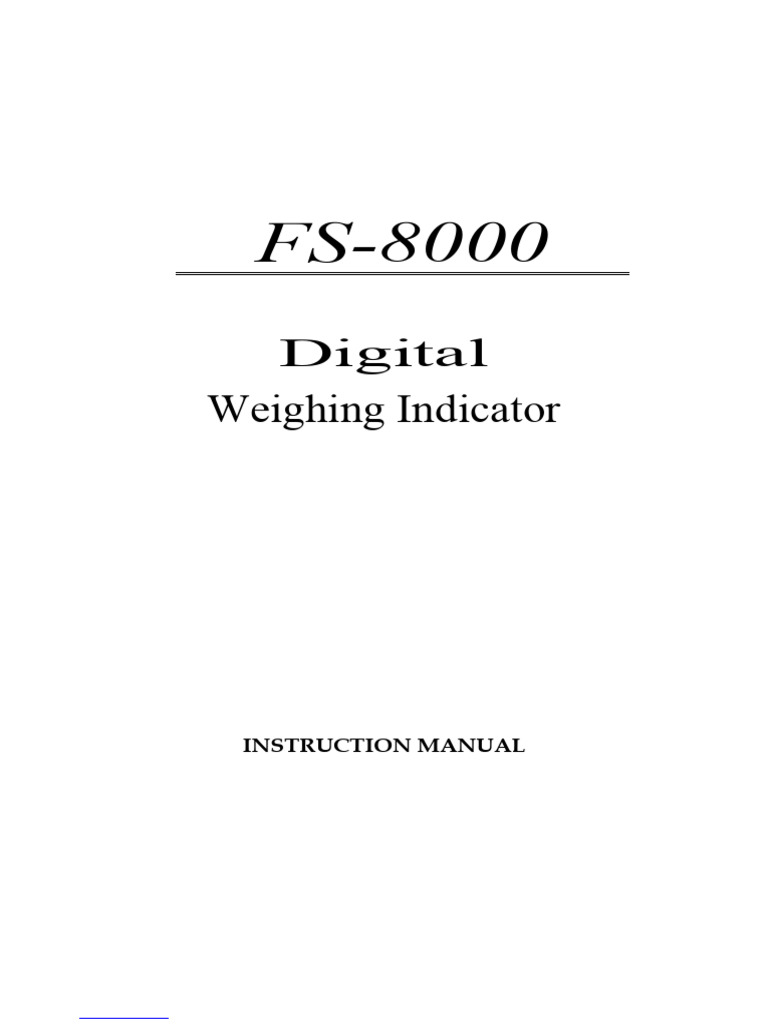 FS-8000 Digital Weighing Indicator Manual | PDF | Calibration ...