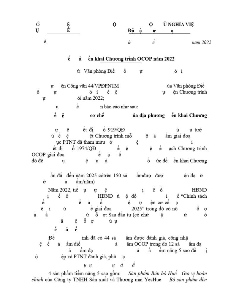 206-BC-CCPTNT- Kết Quả Triển Khai Chương Trình OCOP Năm 2022 | PDF