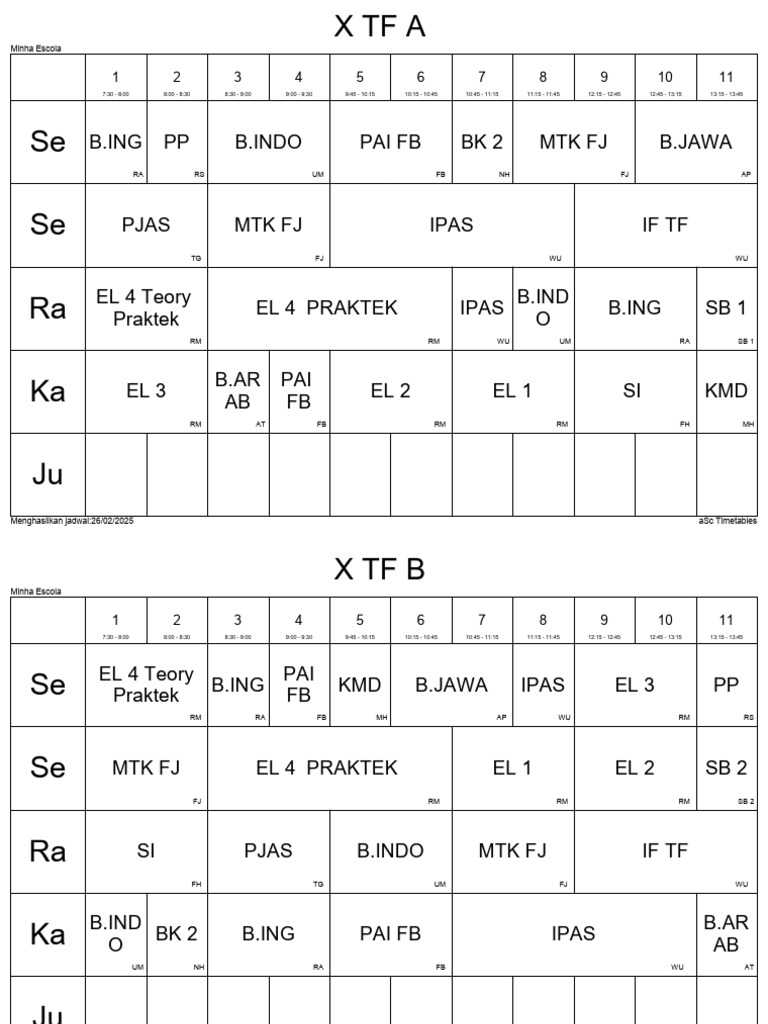 Jadwal KBM BL Puasa Kelas | PDF