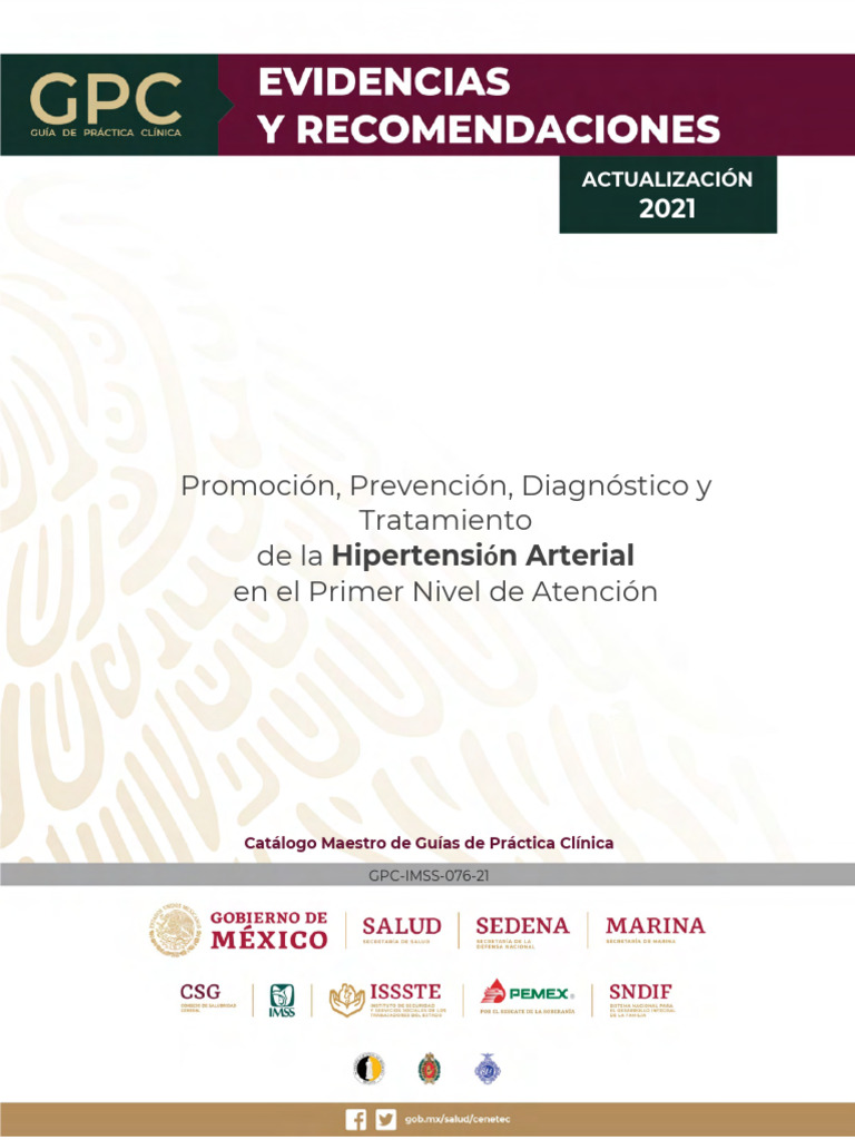 GPC Promoción, Prevención, Diagnóstico y Tratamiento de La Hipertensión Arterial en El Primer ...