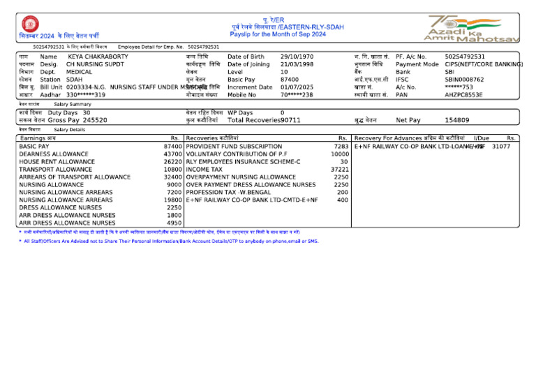 Pay Slip PDF202409 | PDF