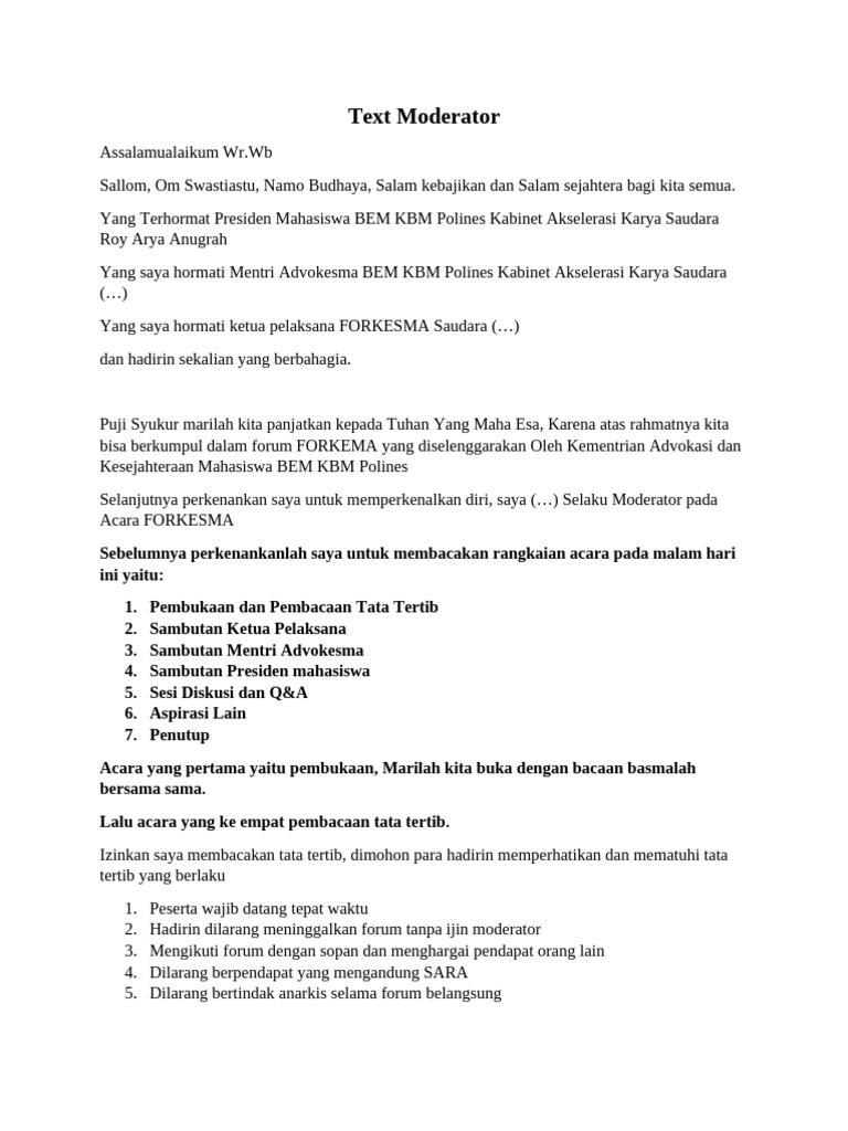 Forum Kesejahteraan Mahasiswa Polines | PDF