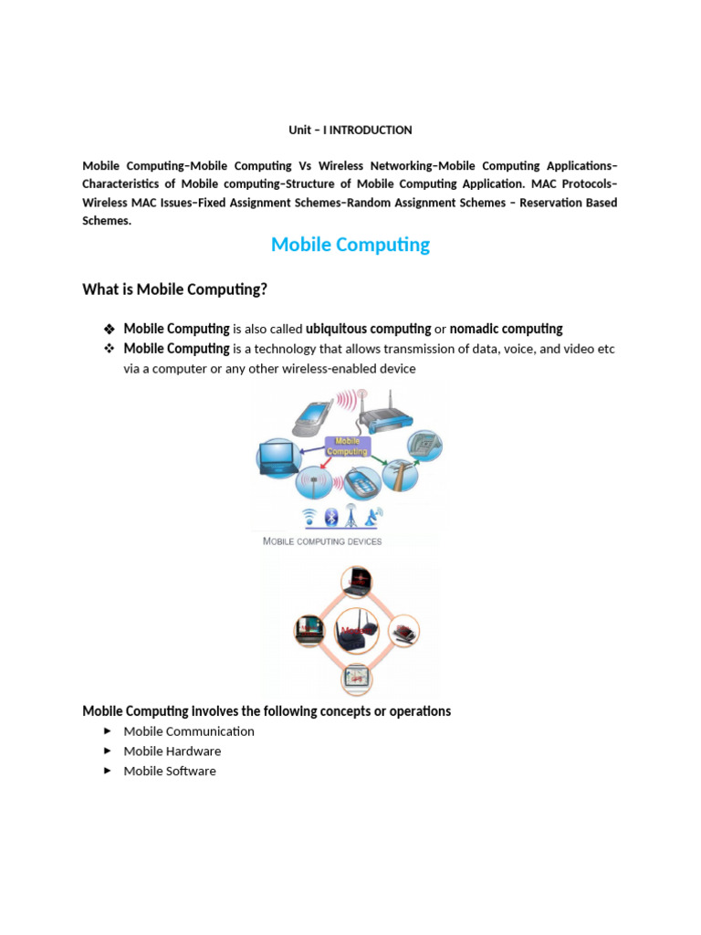 Mobile Computing - Notes - Unit-1 | PDF | Channel Access Method ...