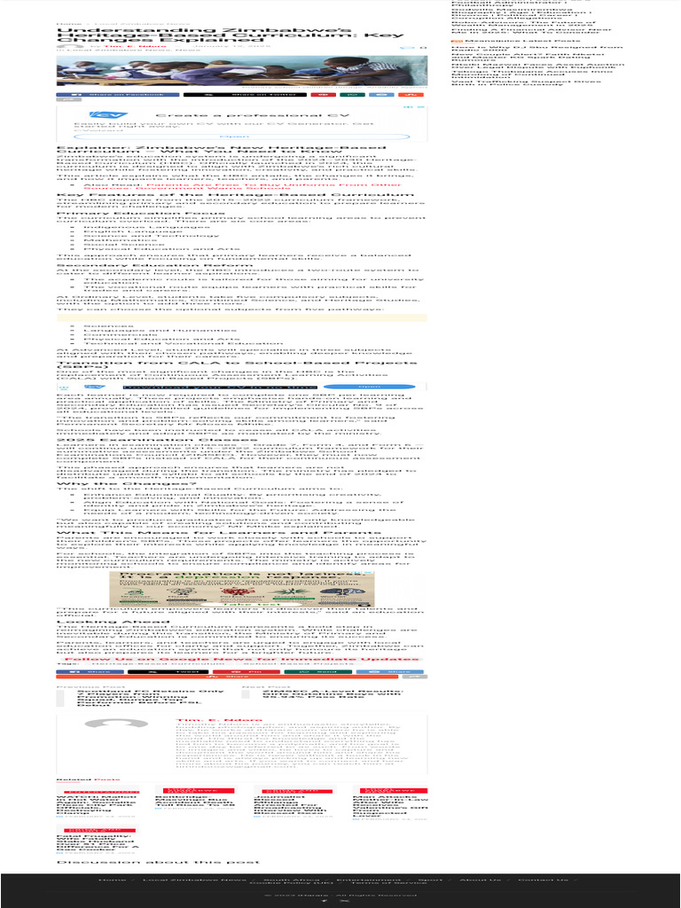 Understanding Zimbabwe's Heritage-Based Curriculum Key Changes ...