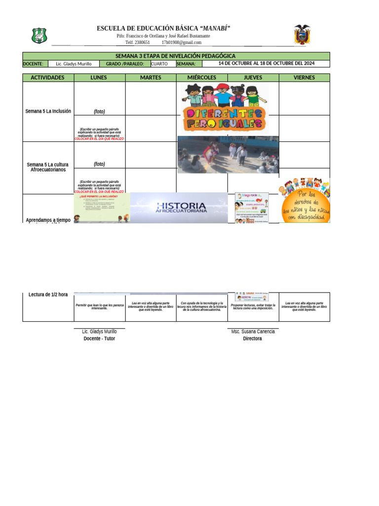 5. Bitacora de Semanas de 14 de Octubre Al 18 de Octubre Del 2024 Cuarto A | PDF | Aprendizaje