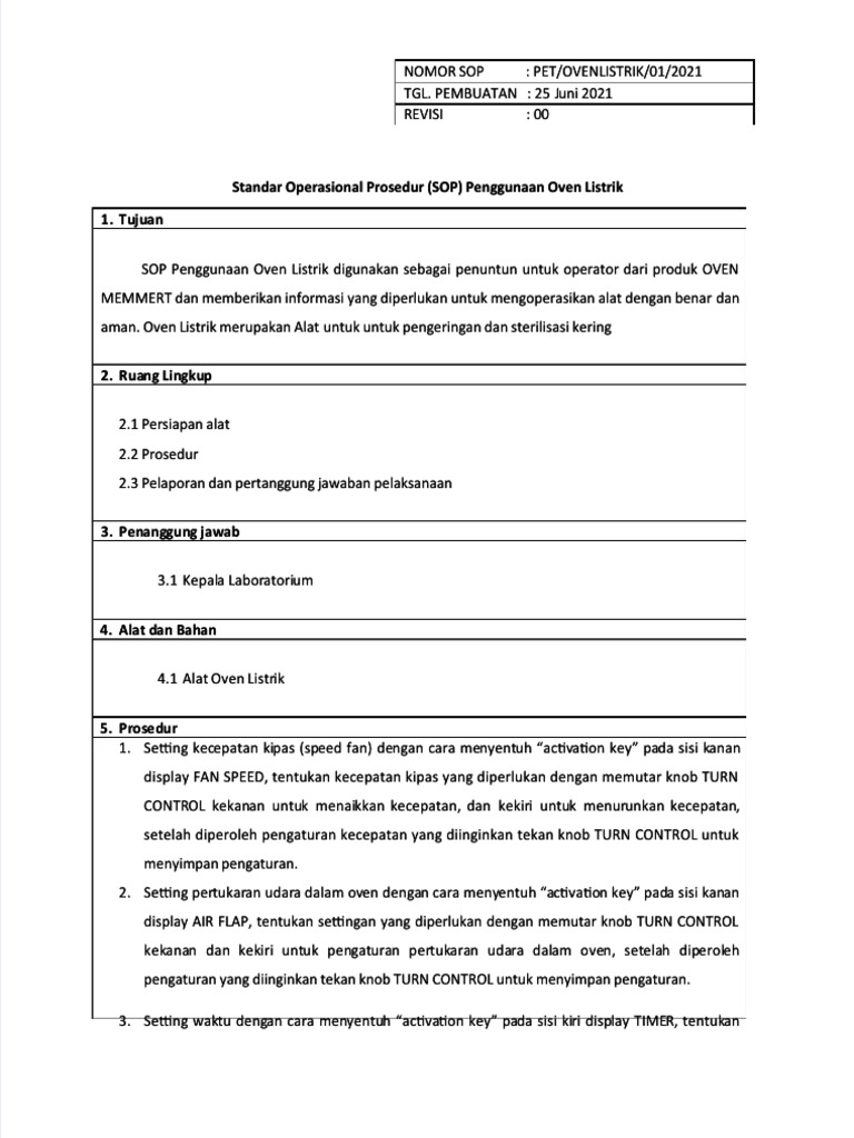 PDF Sop Oven Compress | PDF