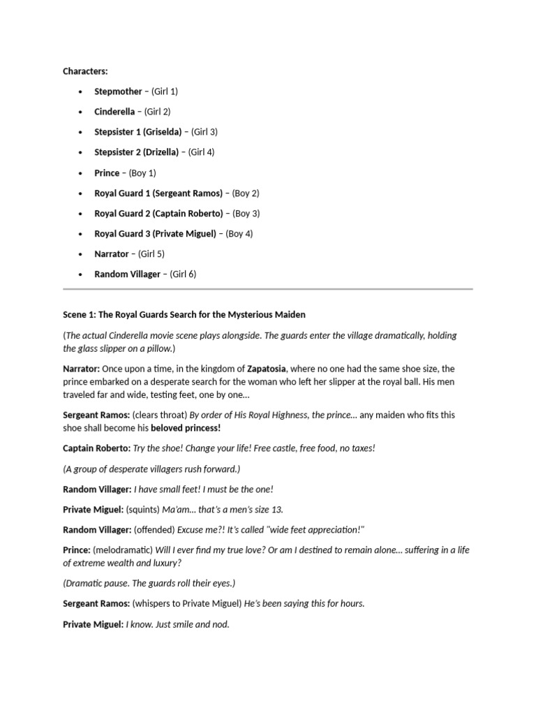 Cinderella Parody Script | PDF | Cinderella
