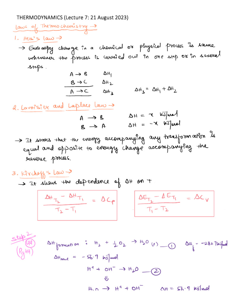 Thermodynamics - Lec 7 - 21 August 2023 | PDF