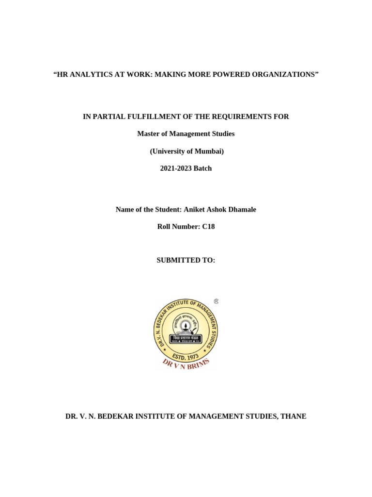 Aniket Blackbook HR Specialization v.03 | PDF | Analytics | Sampling (Statistics)