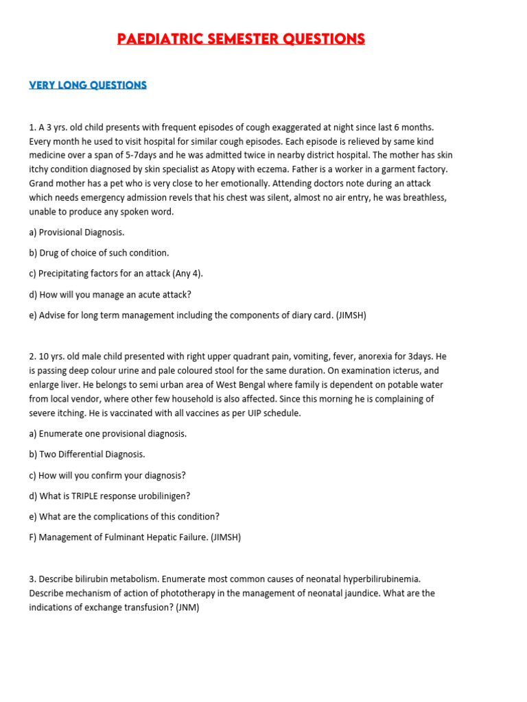 Paediatric Case Study Questions and Management | PDF | Hepatitis | Sepsis