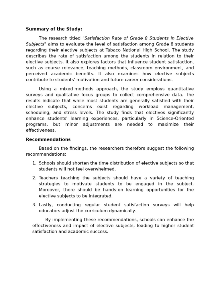 Summary of The Study | PDF