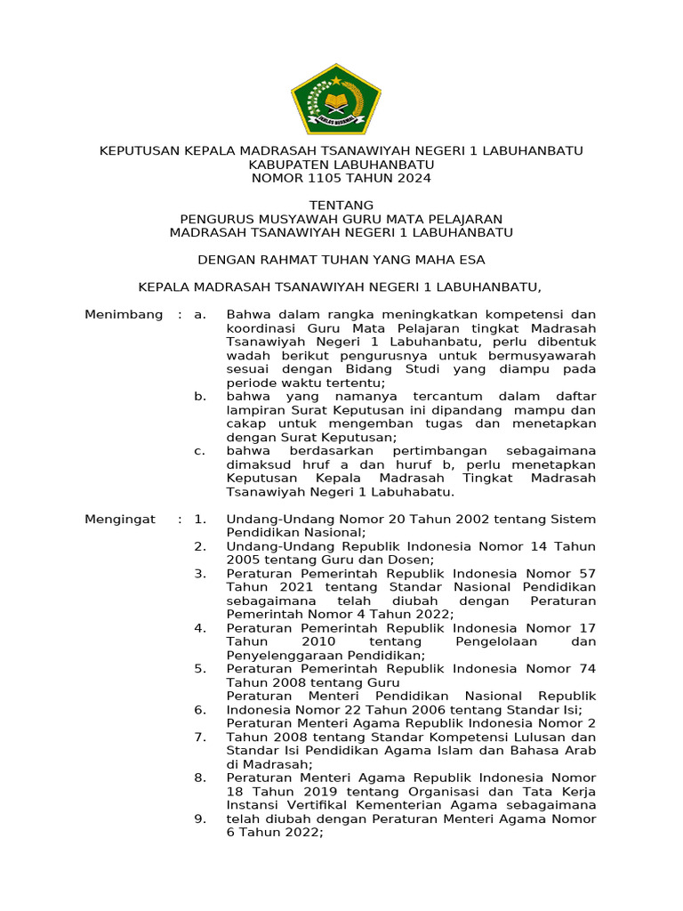 SK Panitia MGMP 2024-2025 | PDF