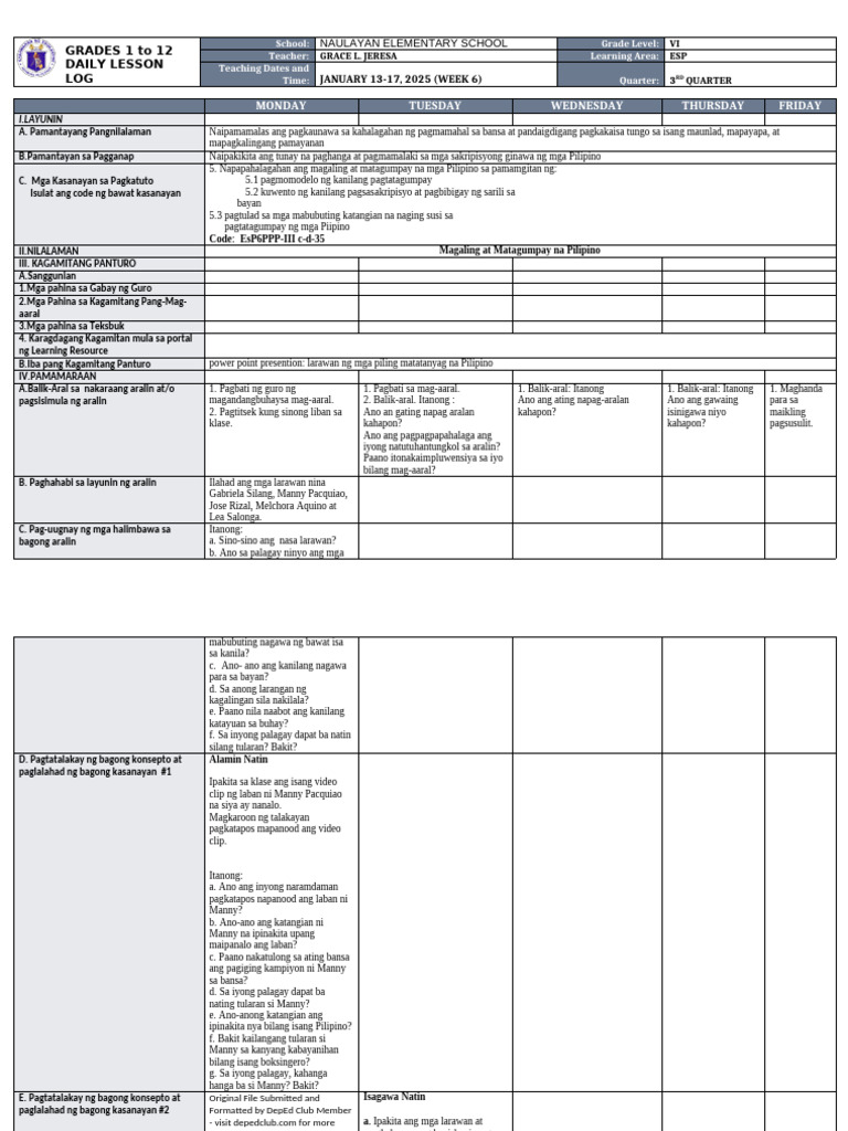 DLL - Esp 6 - Q3 - W6 | PDF