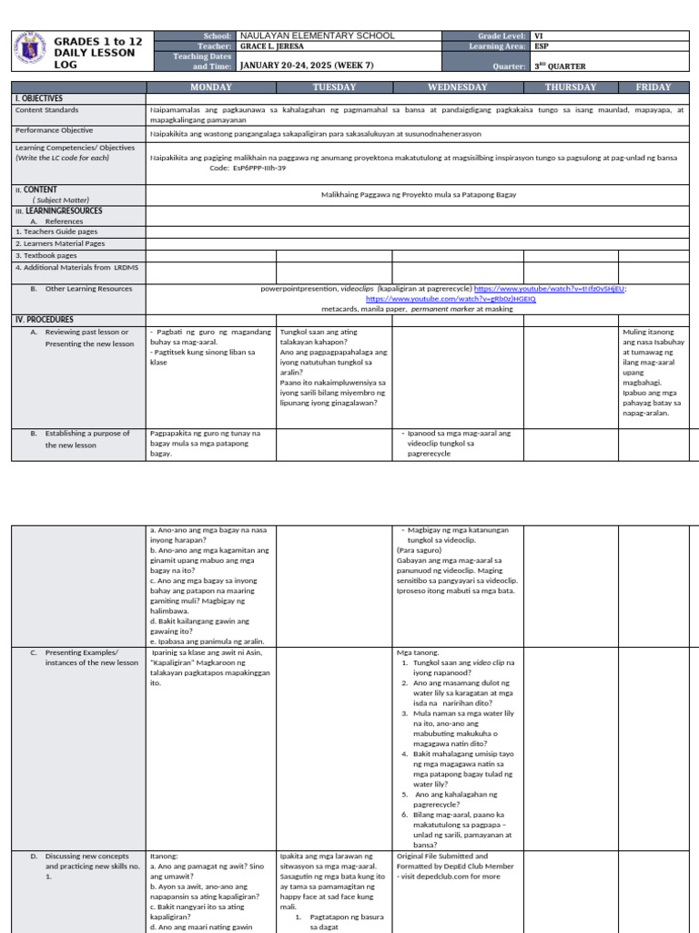 DLL - Esp 6 - Q3 - W7 | PDF