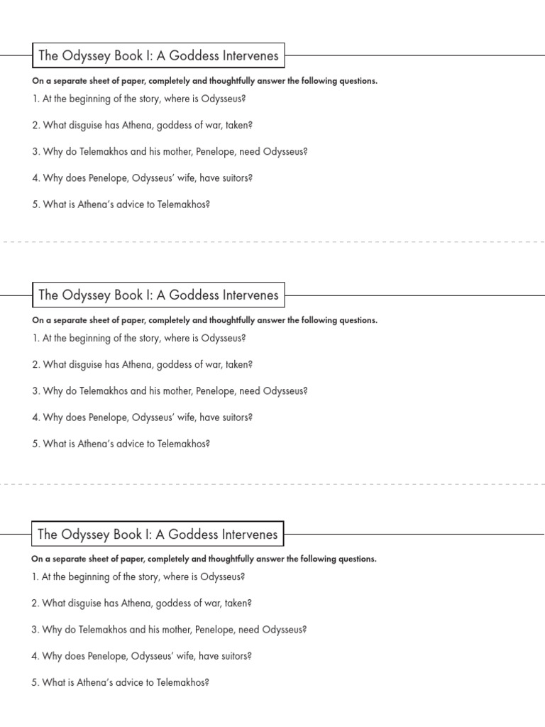 The Odyssey: Key Questions and Insights | PDF | Penelope | Odyssey