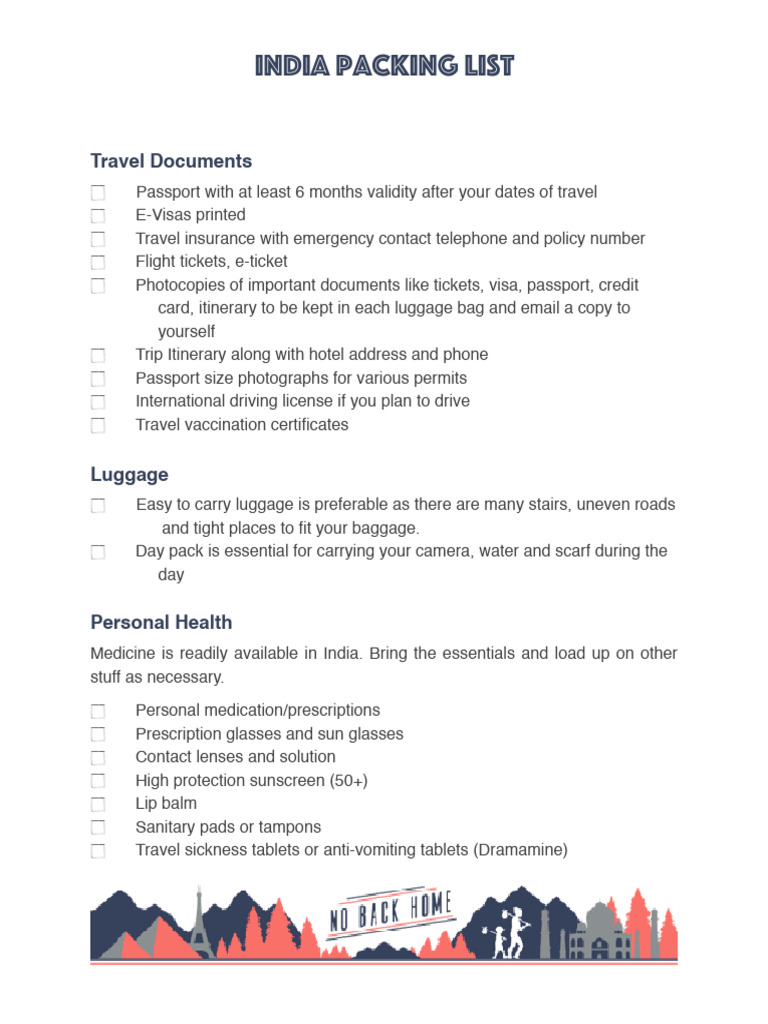 Essential Packing List for India | PDF