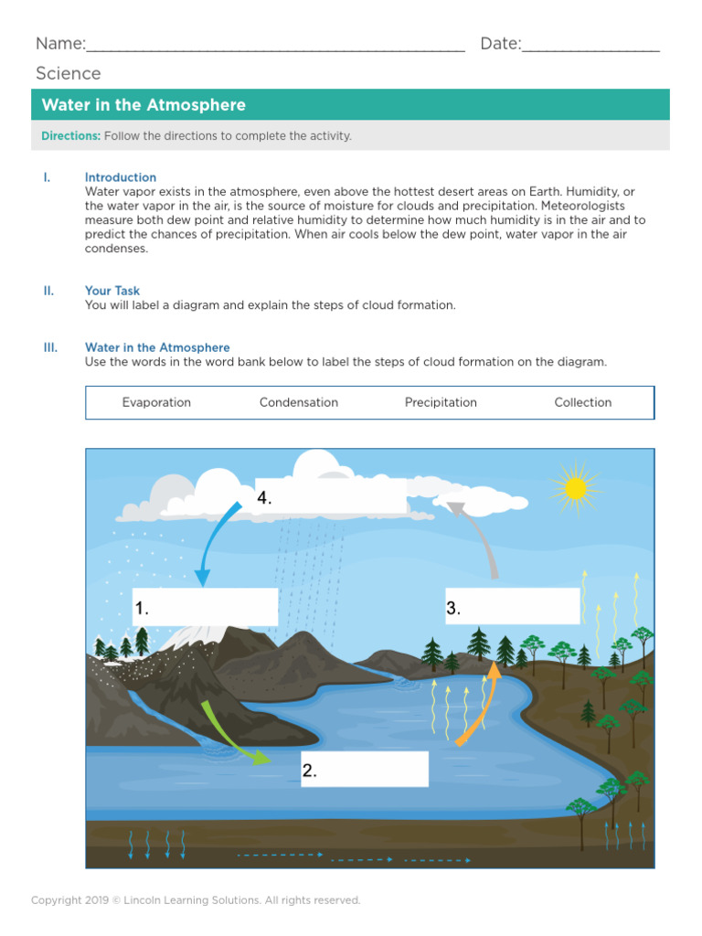WaterInTheAtmosphere_ShowIt1920_Worksheet | PDF | Humidity | Water Vapor
