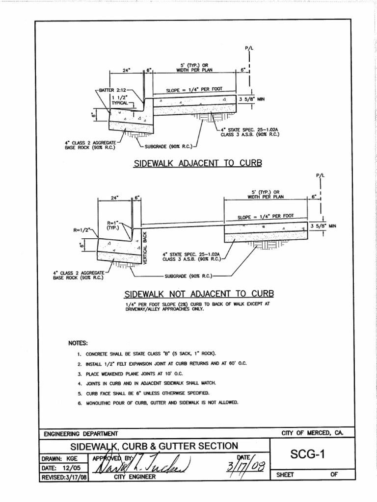 SCG1 Sidewalk Curb Gutter Section | PDF