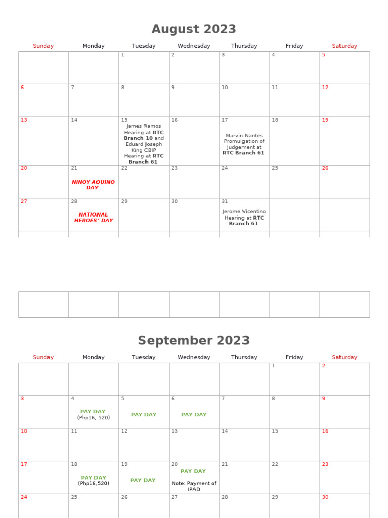 Editable Calendar Schedules and Budgeting (Year 2023) | PDF