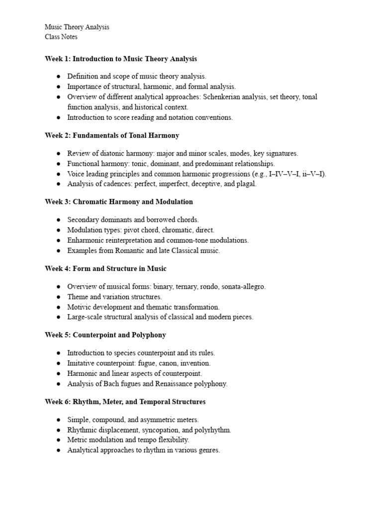 MusicTheoryAnalysis ClassNotes | PDF | Music Theory | Harmony