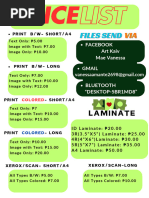 Pricelist Printing | PDF | Office Work | Computing