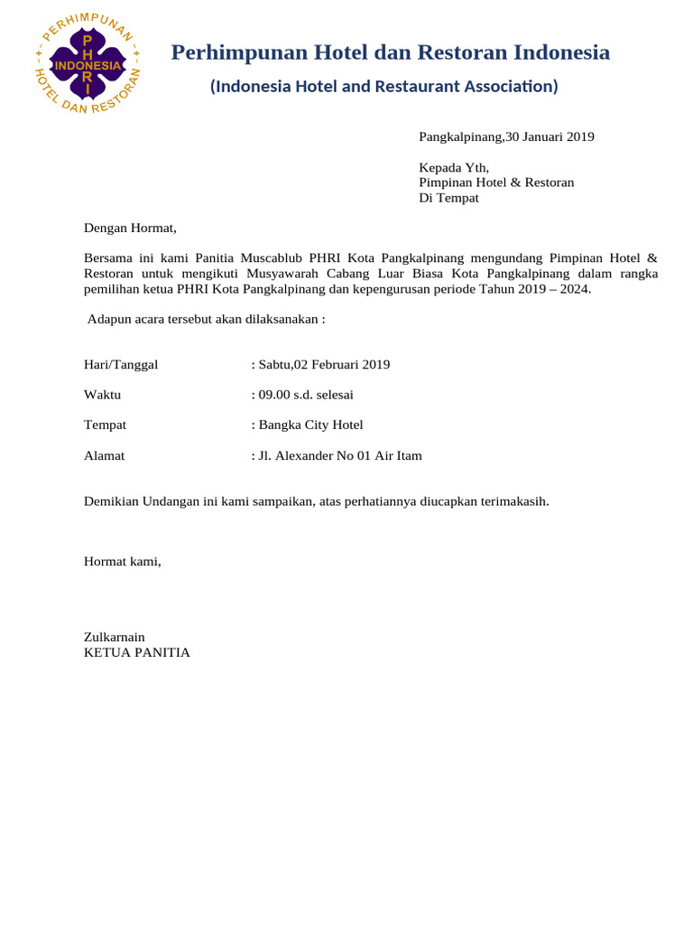 Draft Undangan Muscab | PDF
