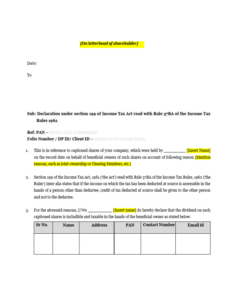 Rule 37BA Declaration Format Guide | PDF